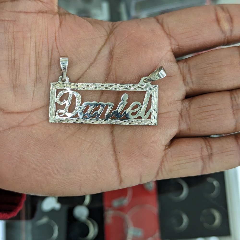 925 Sterling Silver Name Plate - Gem